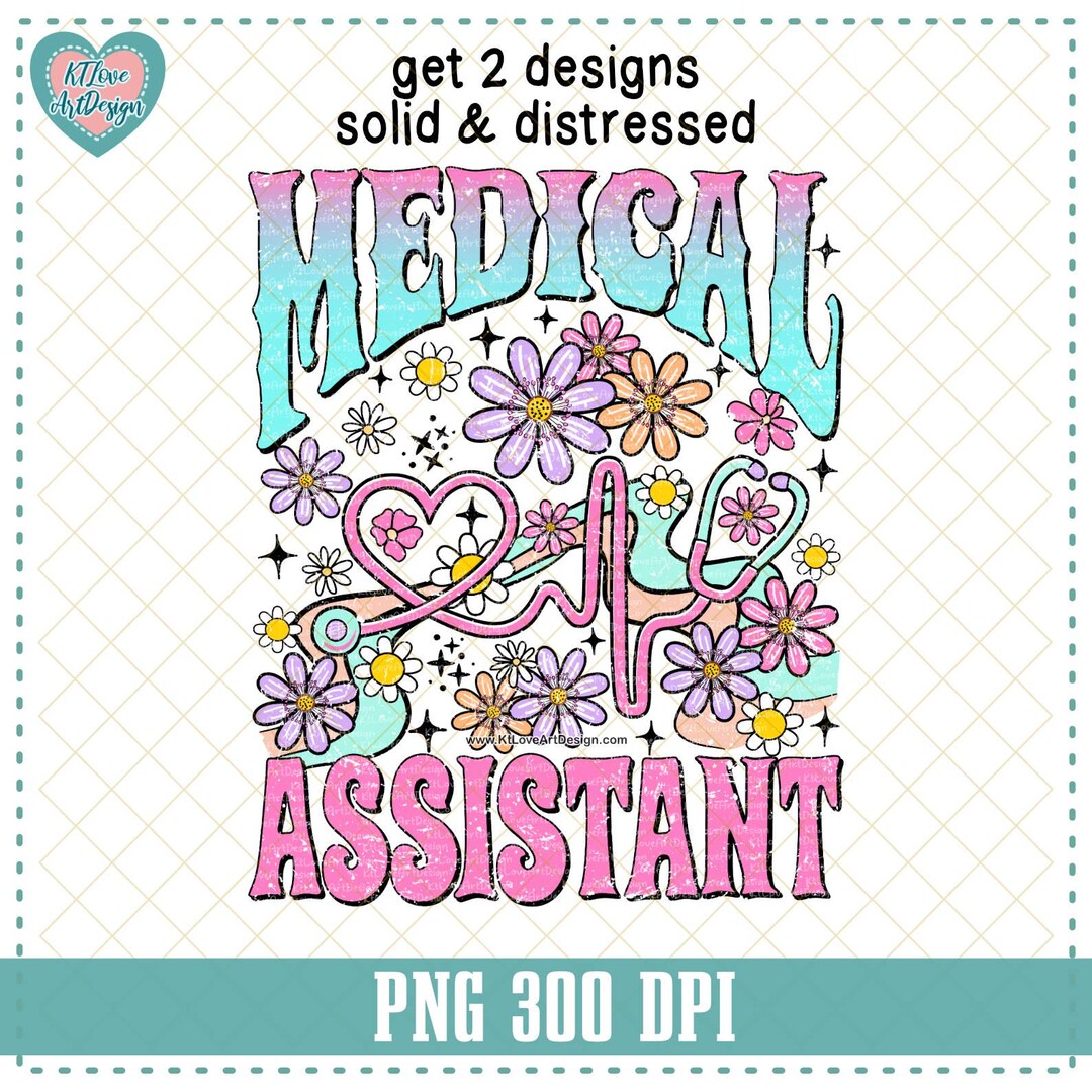 MA Medical Assistant Png, Retro Flower Stethoscope Heart PNG, Retro ...