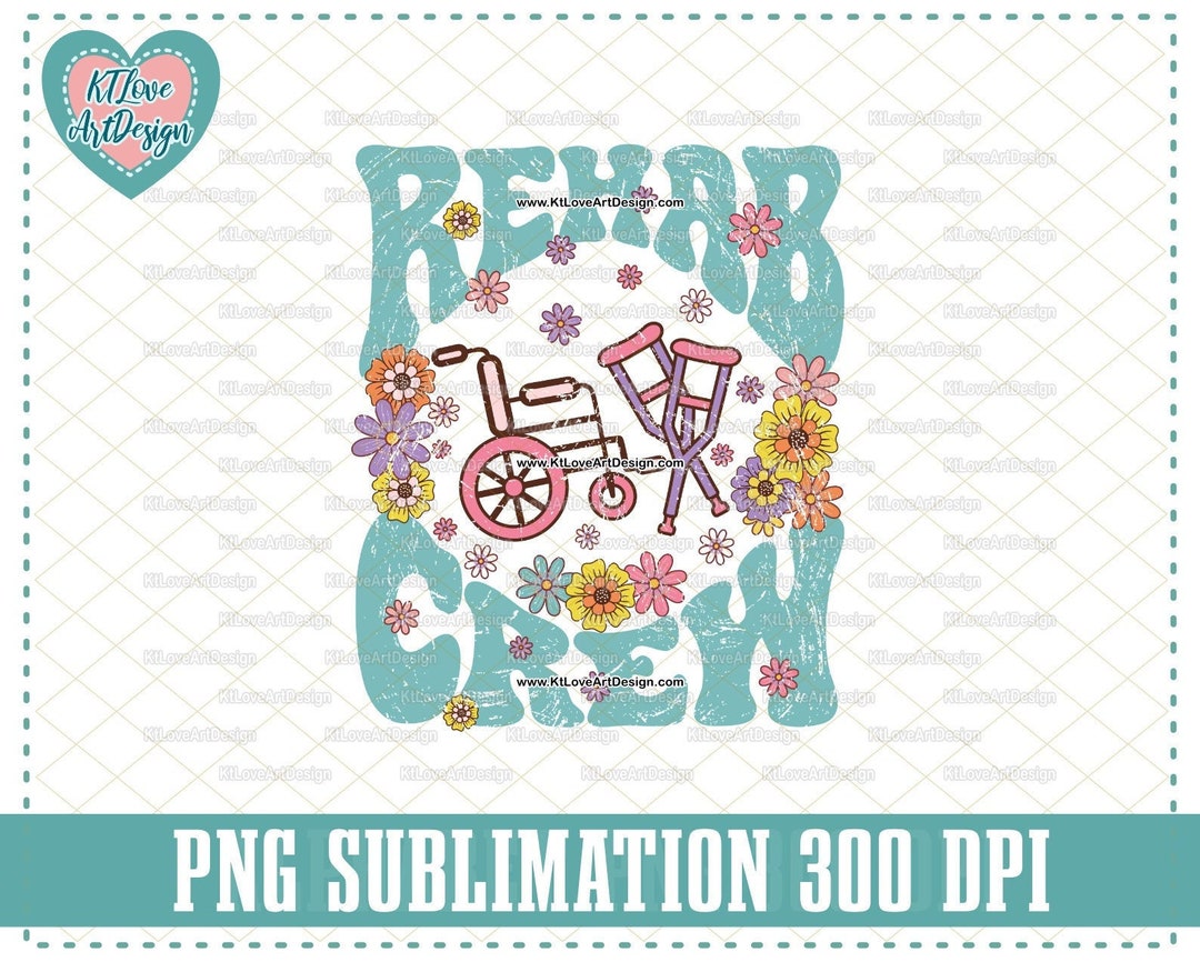 Rehab Crew PNG: Spring Flower Lettering Sublimation Design (digital ...
