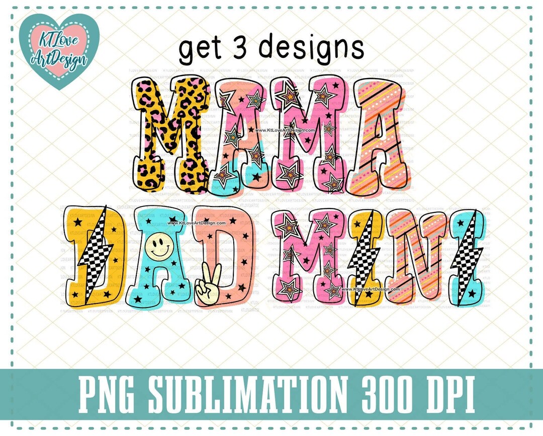 Mama Dad Mini Retro Groovy Family PNG, 70s 80s 90s Family Groovy Letter ...