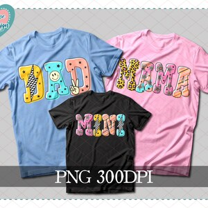 Mama Dad Mini Retro Groovy Family PNG, 70s 80s 90s Family Groovy Letter ...