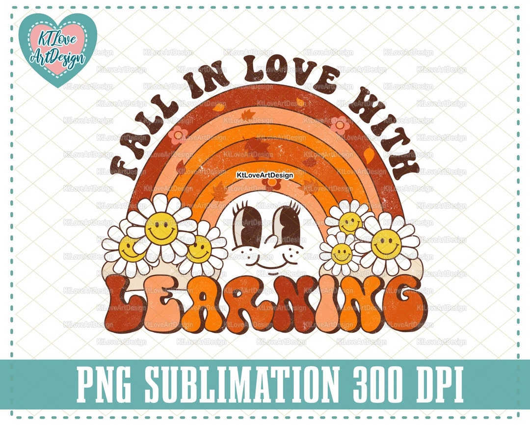Fall Teacher Png | Fall in Love With Learning | Retro Fall Png | Boho ...