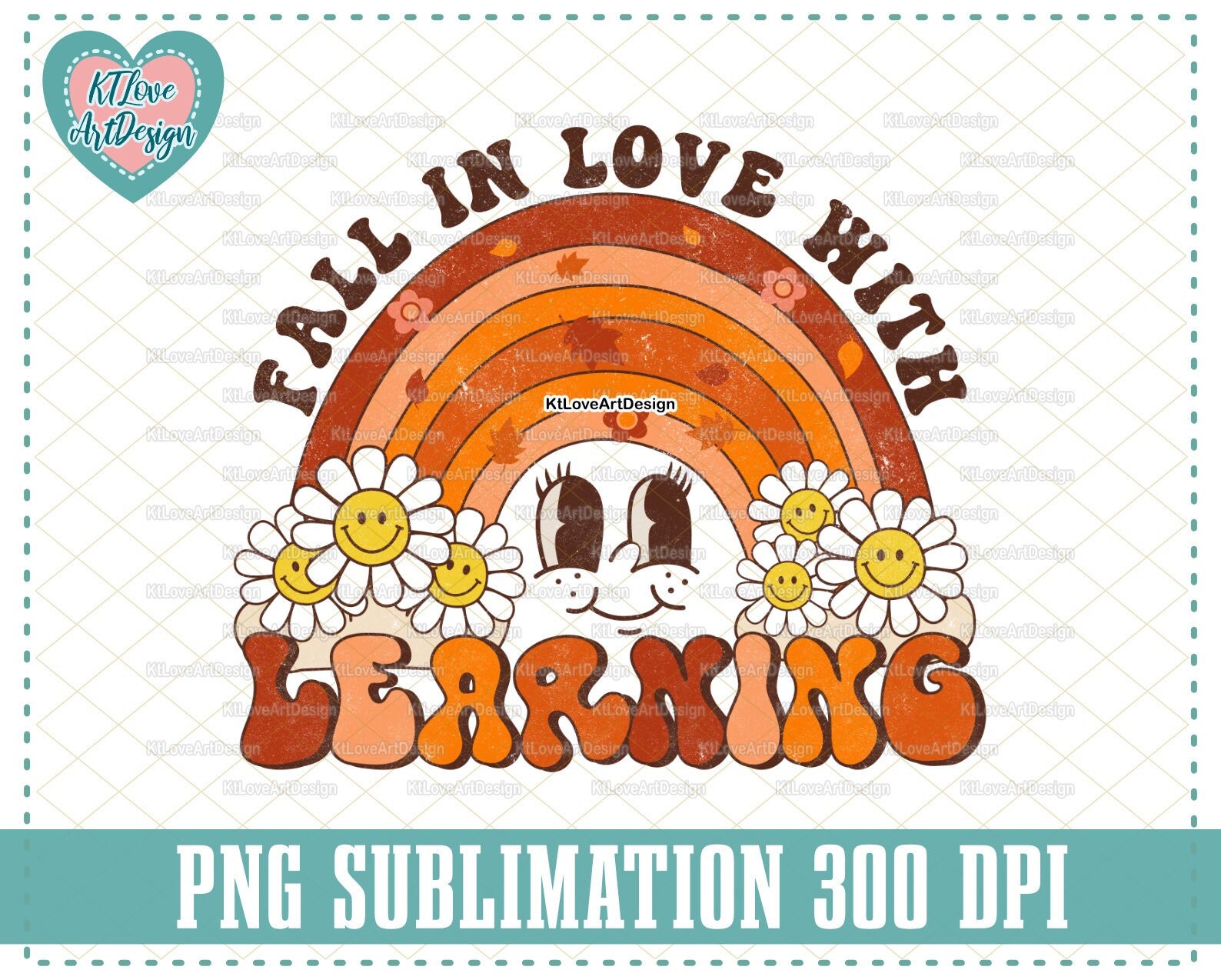 Fall Teacher Png Fall in Love With Learning Retro Fall Png - Etsy