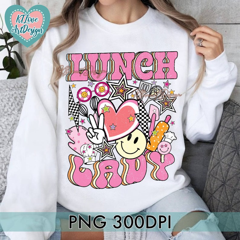 Lunch Lady Retro Groovy Png, Lunch Lady Png, Retro Dietary, Groovy ...