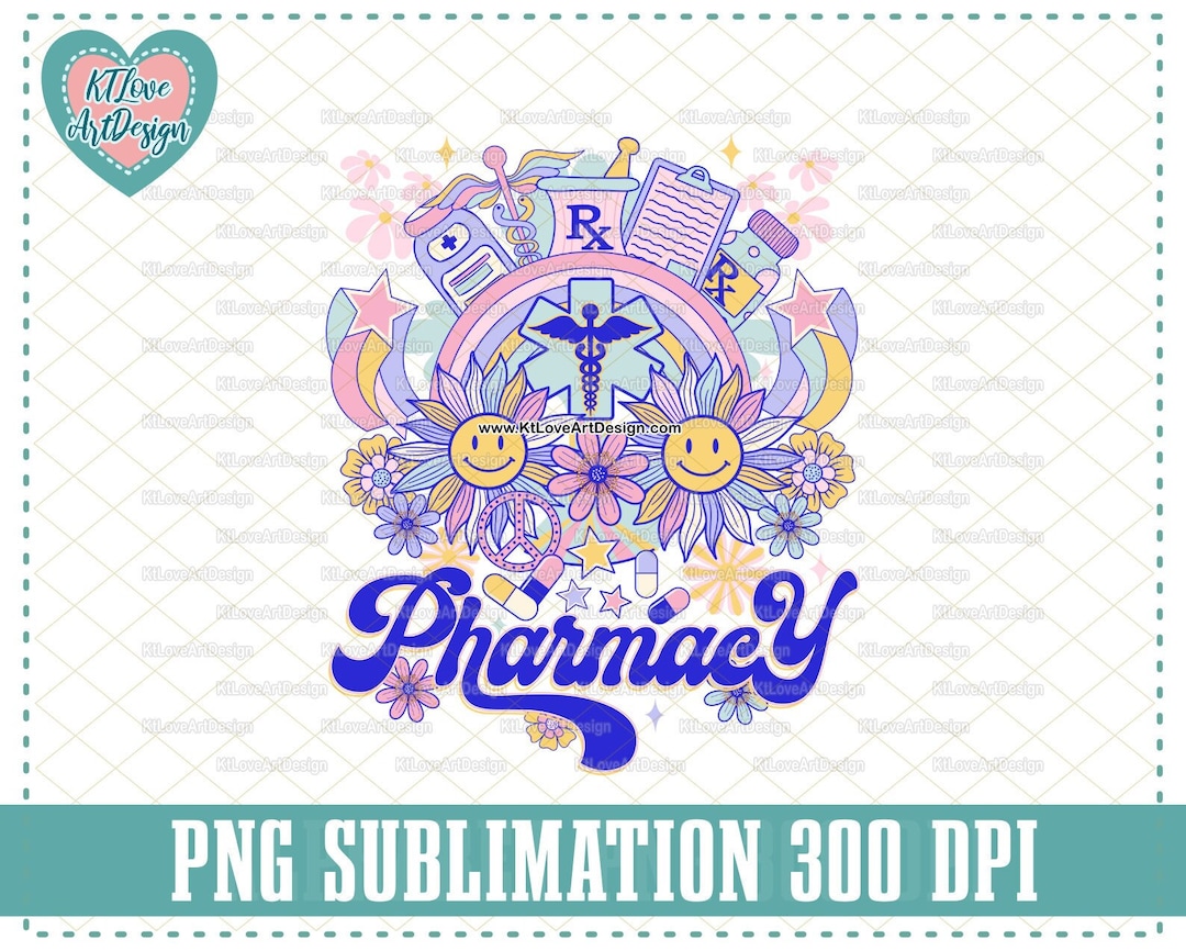 Retro Pharmacy Tech Wide Flower Png, Pharmacy Technician, Pharmacy ...