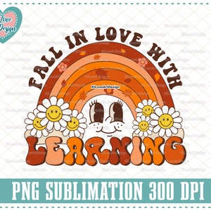 Fall Teacher Png | Fall in Love With Learning | Retro Fall Png | Boho ...