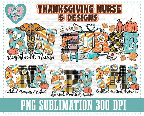 Thanksgiving Nurse Bundle Pngrn Cna Cma Lpn Fall Nurse - Etsy