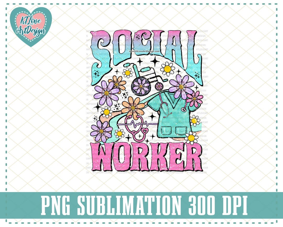 Social Worker Retro Flower Png, Social Worker Png, Retro Flower Nurse ...