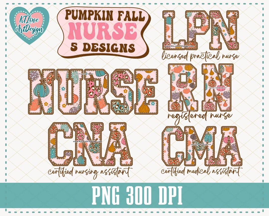 Pumpkin Fall Nurse Bundle Png, Thankful Nurse, Fall Nurse, Retro Fall ...