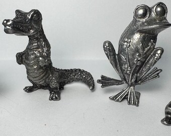 PEWTER DOLPHIN FIGURINES Set of 4 - Etsy