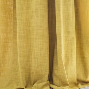 Mustard Yellow Linen Curtains / Custom Living Room Retro Burlap Curtain ...