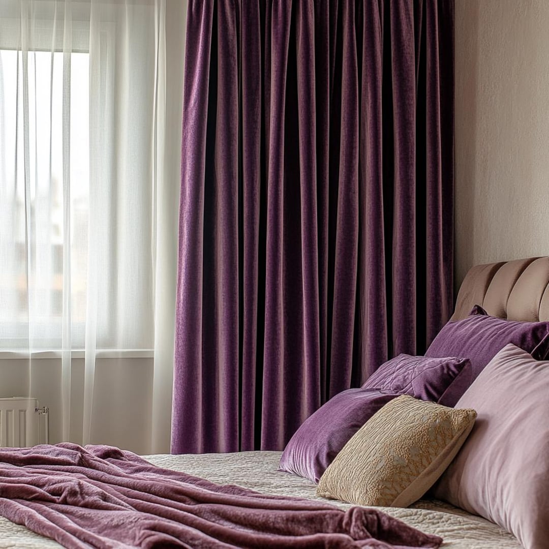 Lilac Luxury Velvet Curtains for Living Room / Violet Blackout Drapes ...
