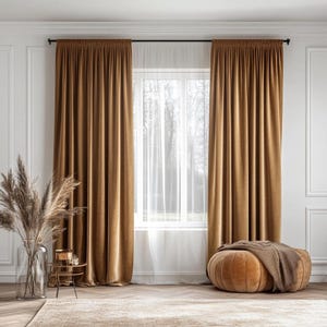 Light Brown Velvet Curtains / Dark Chocolate Mid Century Modern Curtain ...