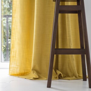 Mustard Yellow Linen Curtains / Custom Living Room Retro Burlap Curtain ...