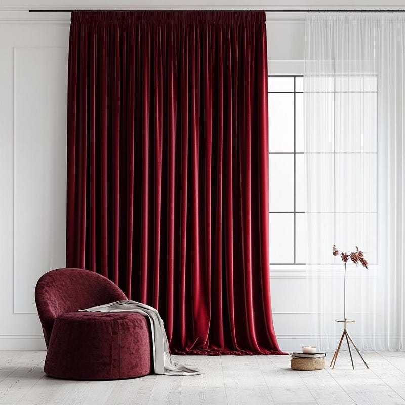 Dark Red Curtains - Etsy
