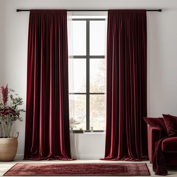 Dark Red Curtains - Etsy