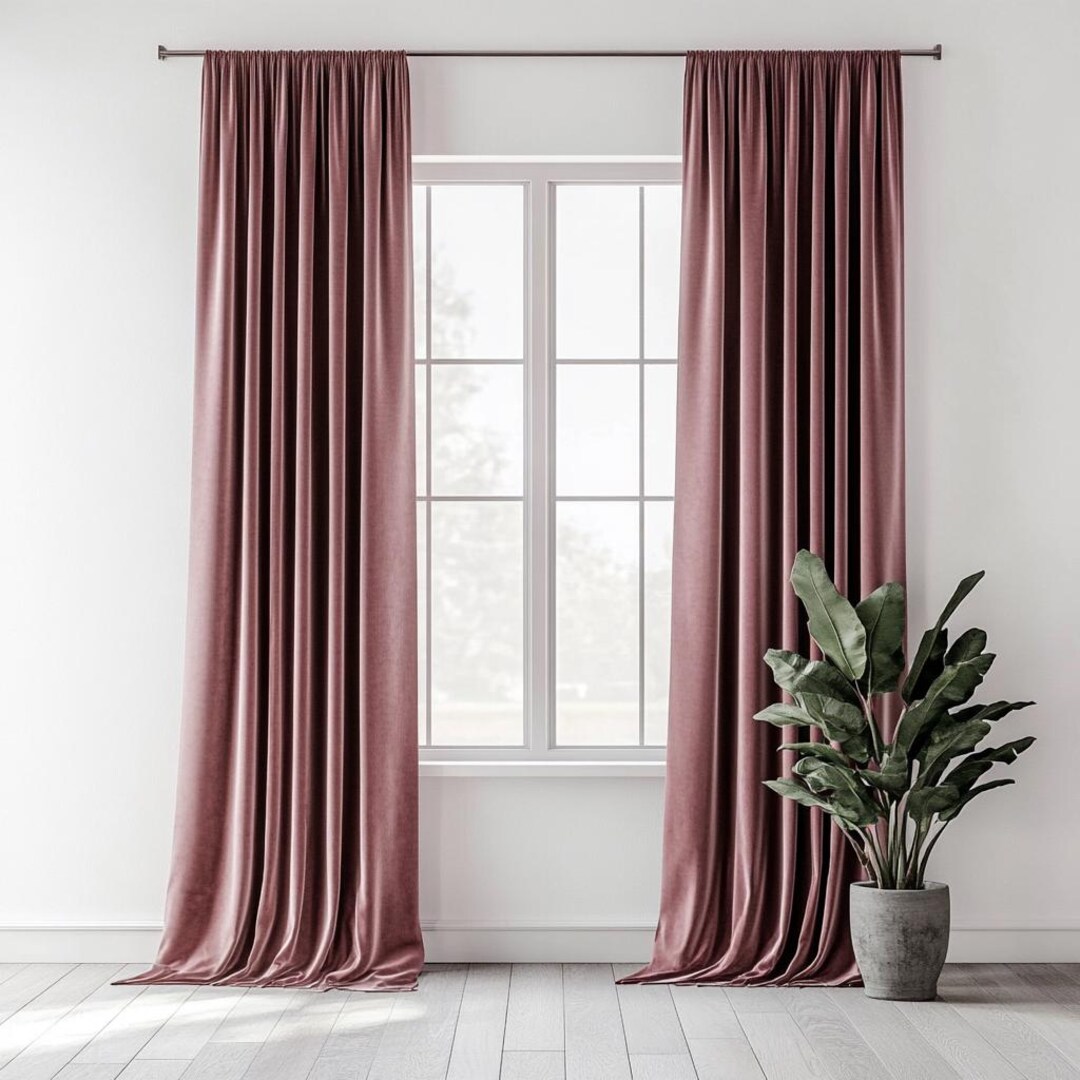 Vine Rose Velvet Curtains Living Room / Custom Curtains Bedroom / Dusty ...