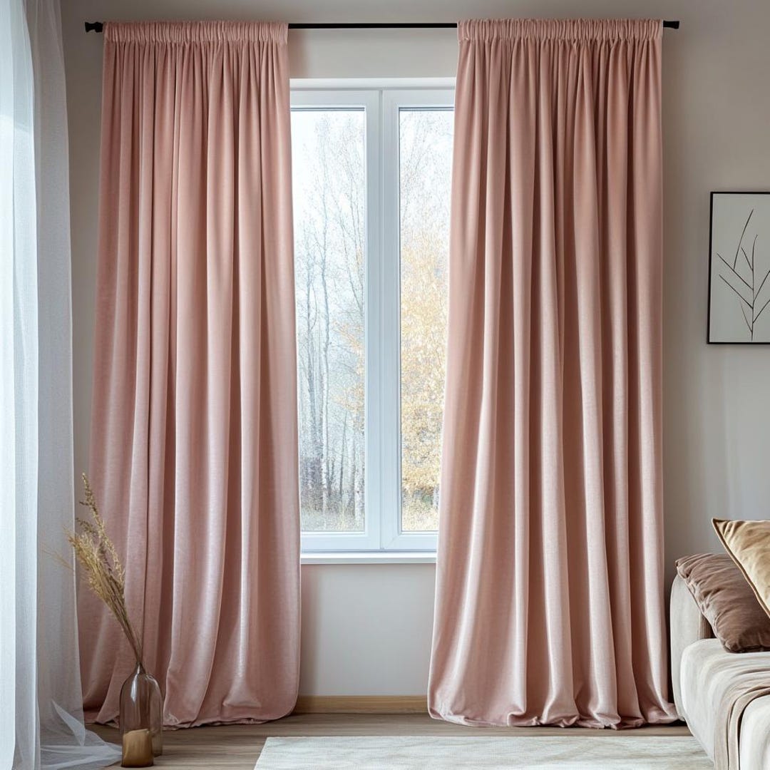 Dusty Rose Velvet Curtains Living Room / Custom Blackout Bedroom / Baby ...