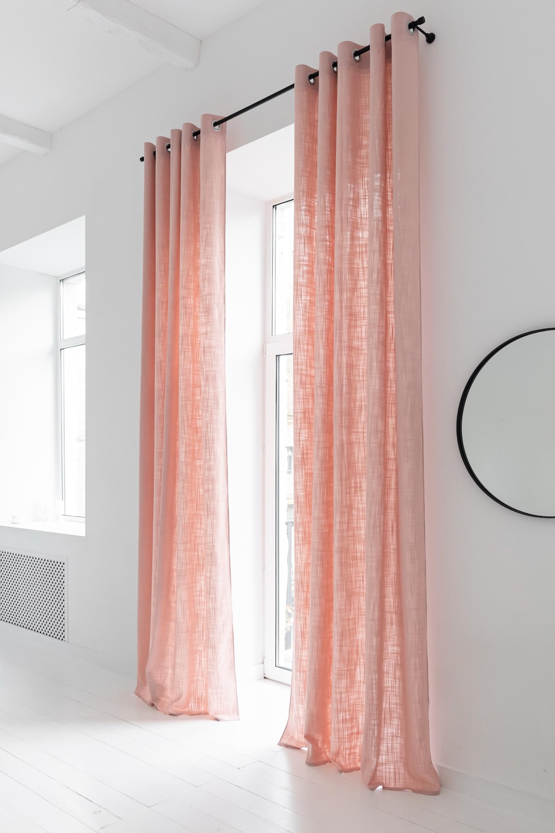 Custom Burlap Dusty Pale Pink Curtains Living Room Farmhouse / Blush ...