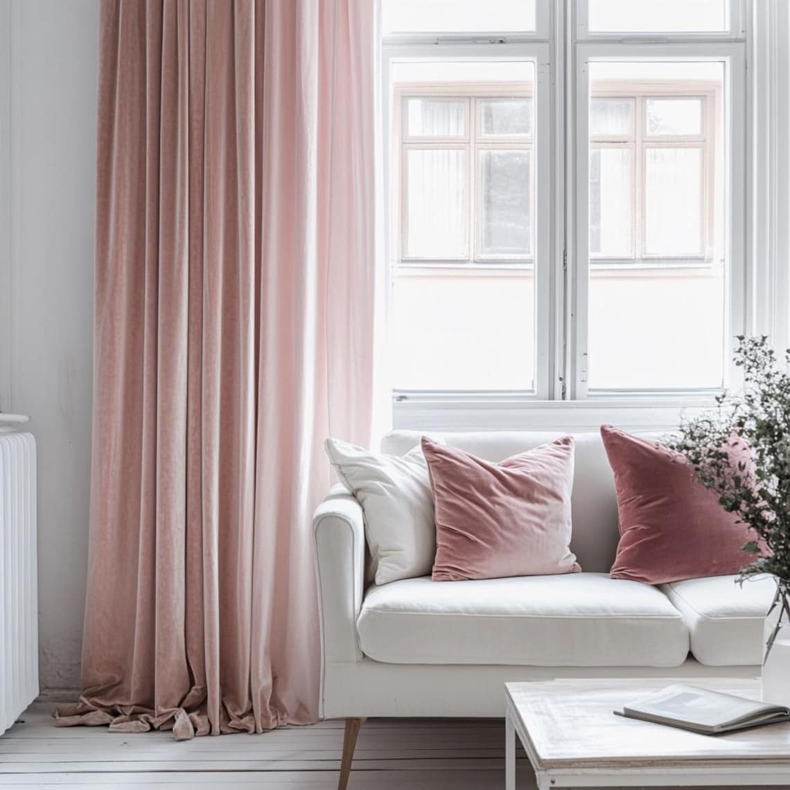 Dusty Rose Velvet Mid Century Curtains / Retro Curtains / Modern ...