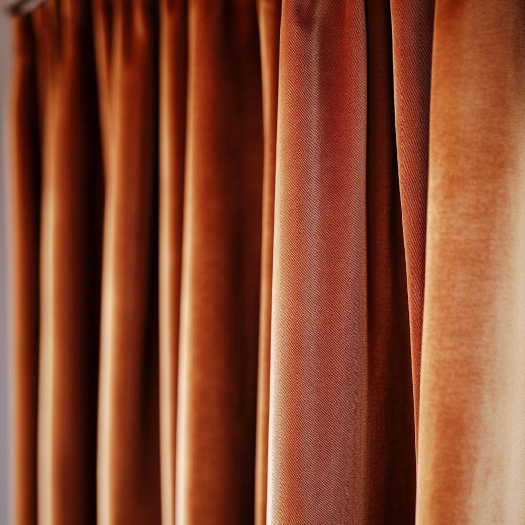 Terracotta Velvet Curtains Living Room / Custom Curtains Bedroom / Rust ...