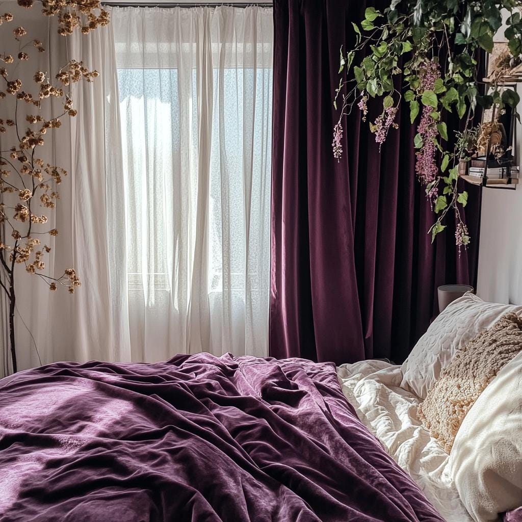 Violet Velvet Curtains Living Room / Custom Curtains Bedroom Blackout ...