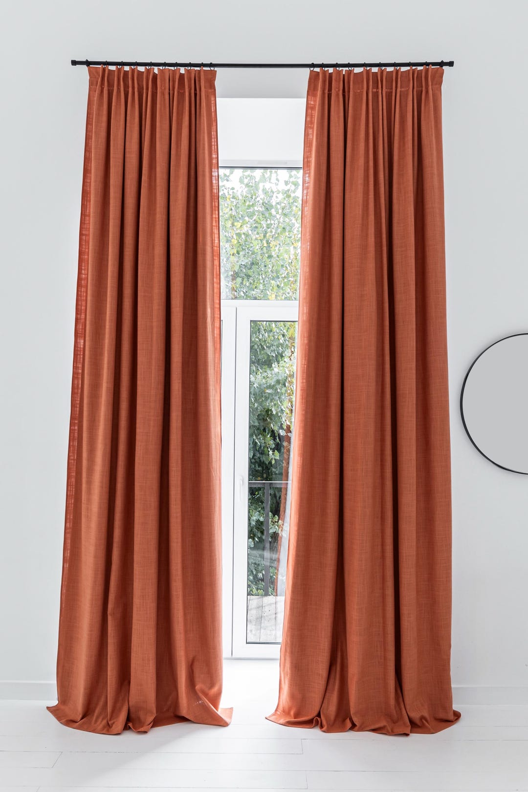 Custom Rust Red Blackout Curtain Panels Bedroom / Burlap Drapes / Boho ...