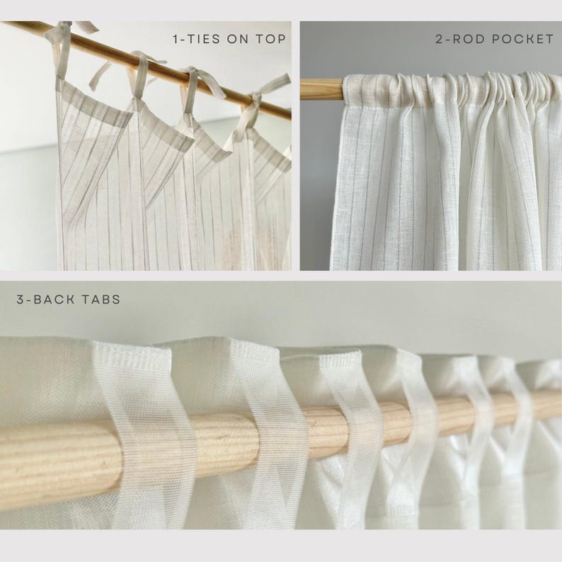 Сanopy Bed Curtains / Linen Curtains Tie Top / Lace Bed Canopy Curtains ...