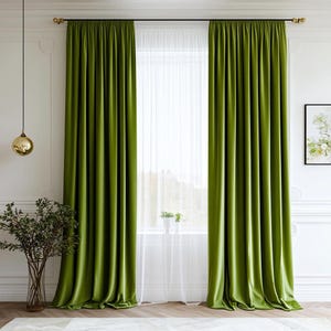 Forest Green Velvet Mid Century Curtains / Retro Curtains / Modern ...