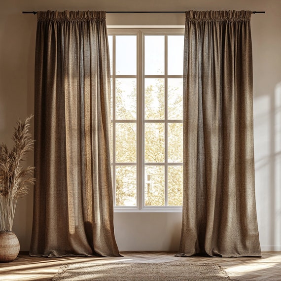 Primitive Curtains for Living Room Farmhouse Burlap Curtains for Bedroom With Blackout Lining Custom Linen Drapes for Kitchen 2 Panel Etsy UK