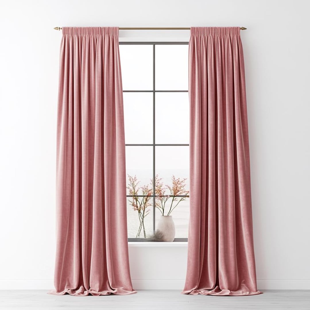 Dusty Rose Velvet Curtains for Living Room / Pale Pink Custom Curtains ...