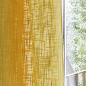 Mustard Yellow Linen Curtains / Custom Living Room Retro Burlap Curtain ...