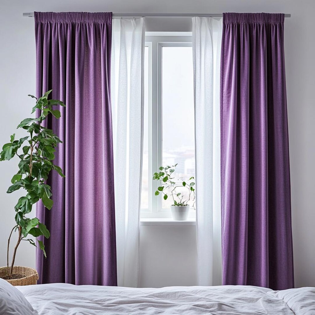 Lavender Velvet Curtains / Light Violet Mid Century Modern Curtain ...
