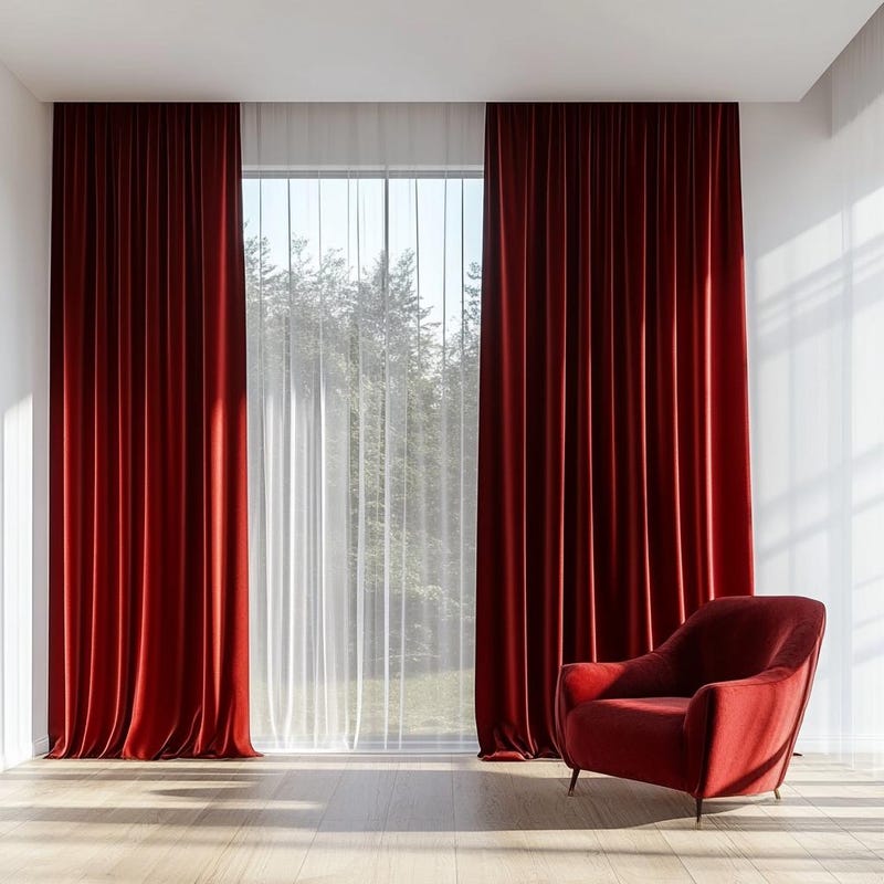 Dark Red Curtains - Etsy