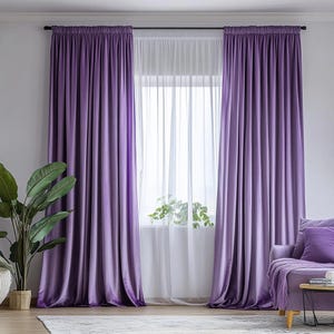 Lavender Velvet Curtains / Light Violet Mid Century Modern Curtain ...