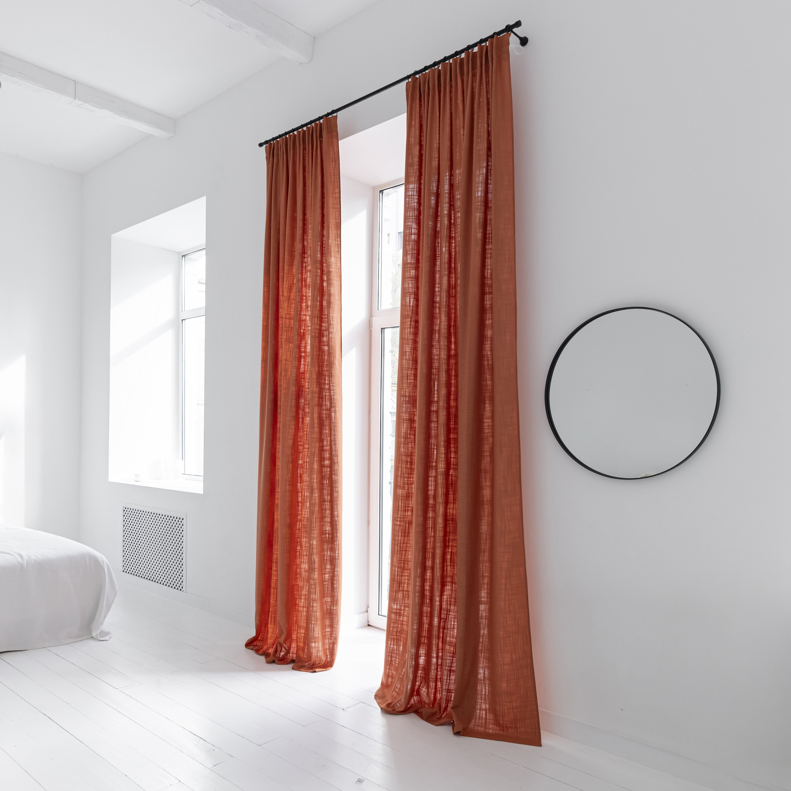 Burlap Curtains for Living Room Farmhouse / Terracotta Custom Pinch ...
