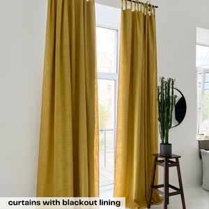Mustard Yellow Curtains / Custom Burlap Farmstyle Curtain Panels ...