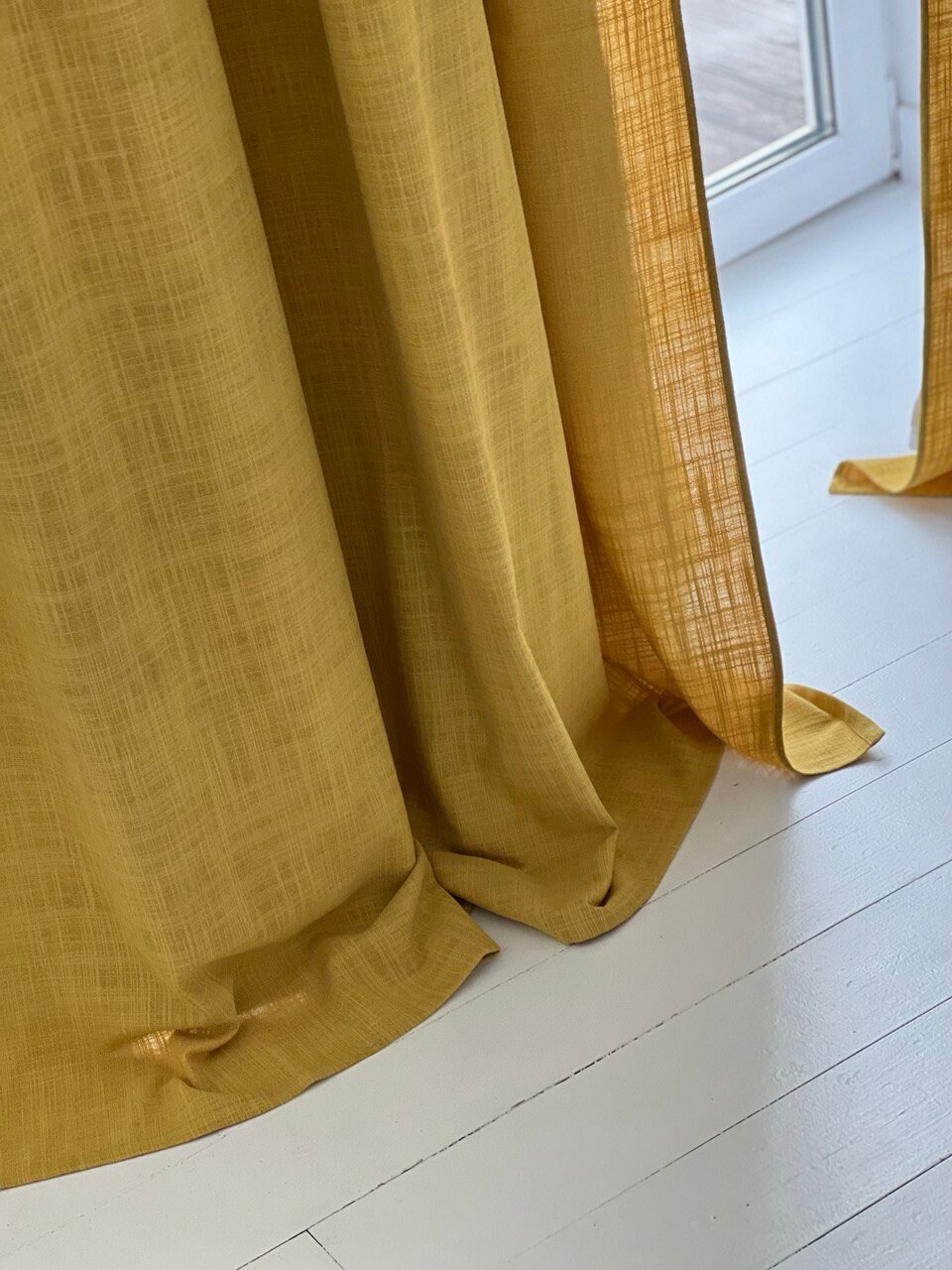 Mustard Yellow Curtains / Custom Burlap Farmstyle Curtain Panels ...