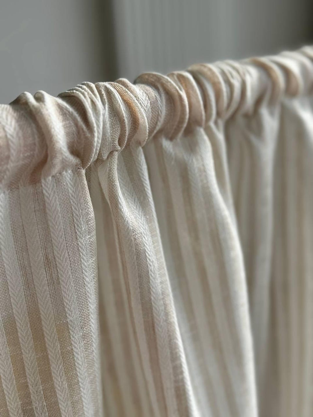 Pleated Linen Short Curtains Cafe Curtains for Kitchen Lace Pinch Pleat ...