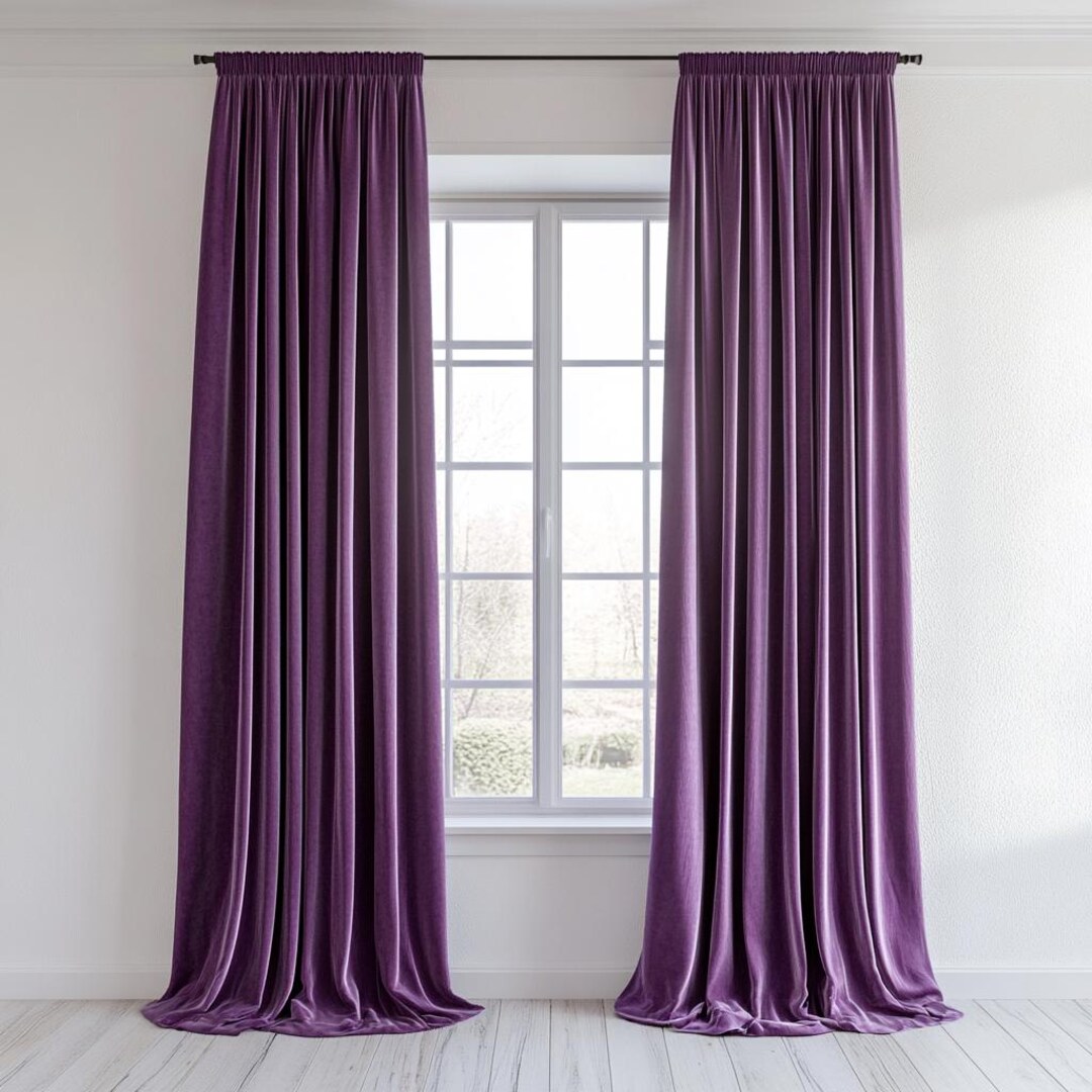 Lavender Velvet Curtains Living Room / Custom Curtains Bedroom / Purple ...