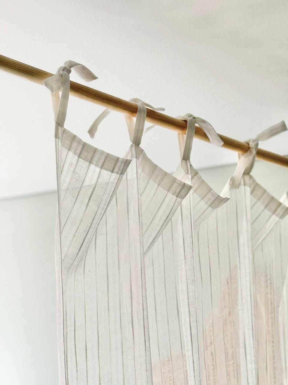 Сanopy Bed Curtains / Linen Curtains Tie Top / Lace Bed Canopy Curtains ...