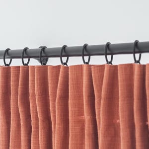 Rust Red Linen Curtains Living Room / Burlap Curtains Kitchen ...
