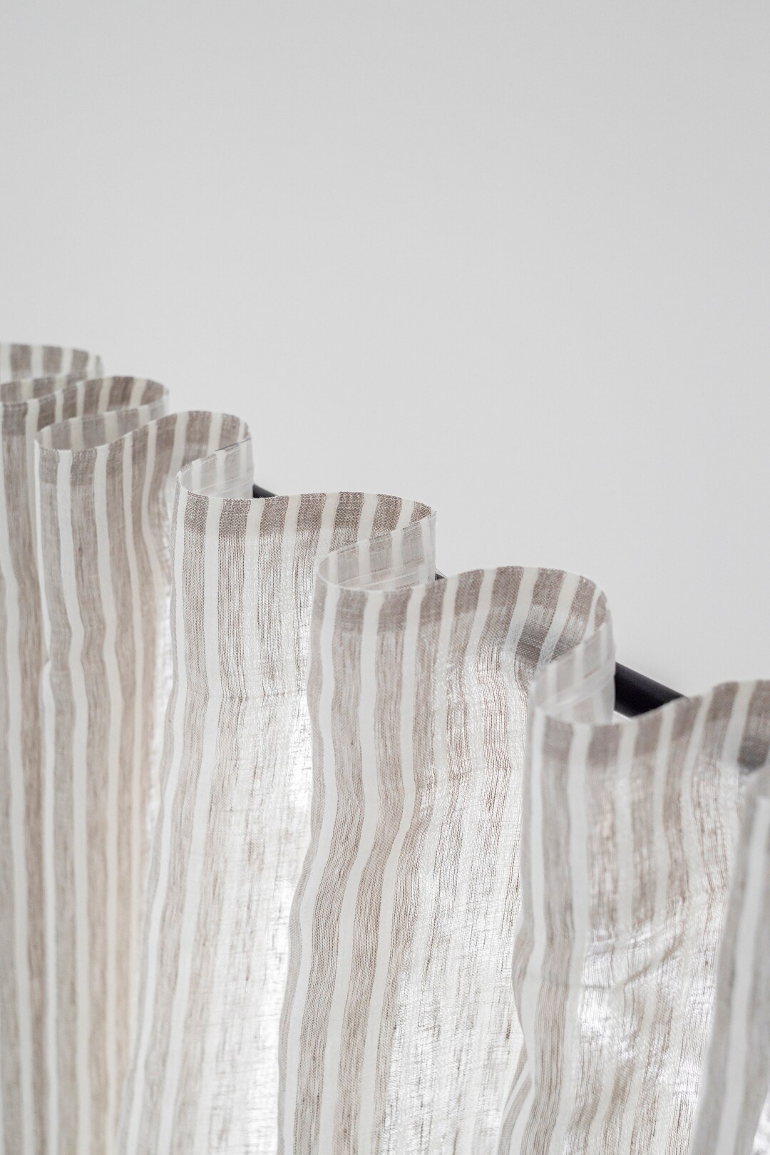 Linen Lace Curtains for Living Room / Kitchen Sheer Curtains Stripes ...