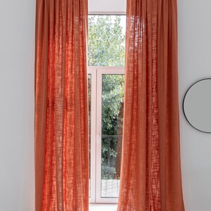 2 Panel Rust Red Burlap Curtains Living Room Farmhouse / Custom ...
