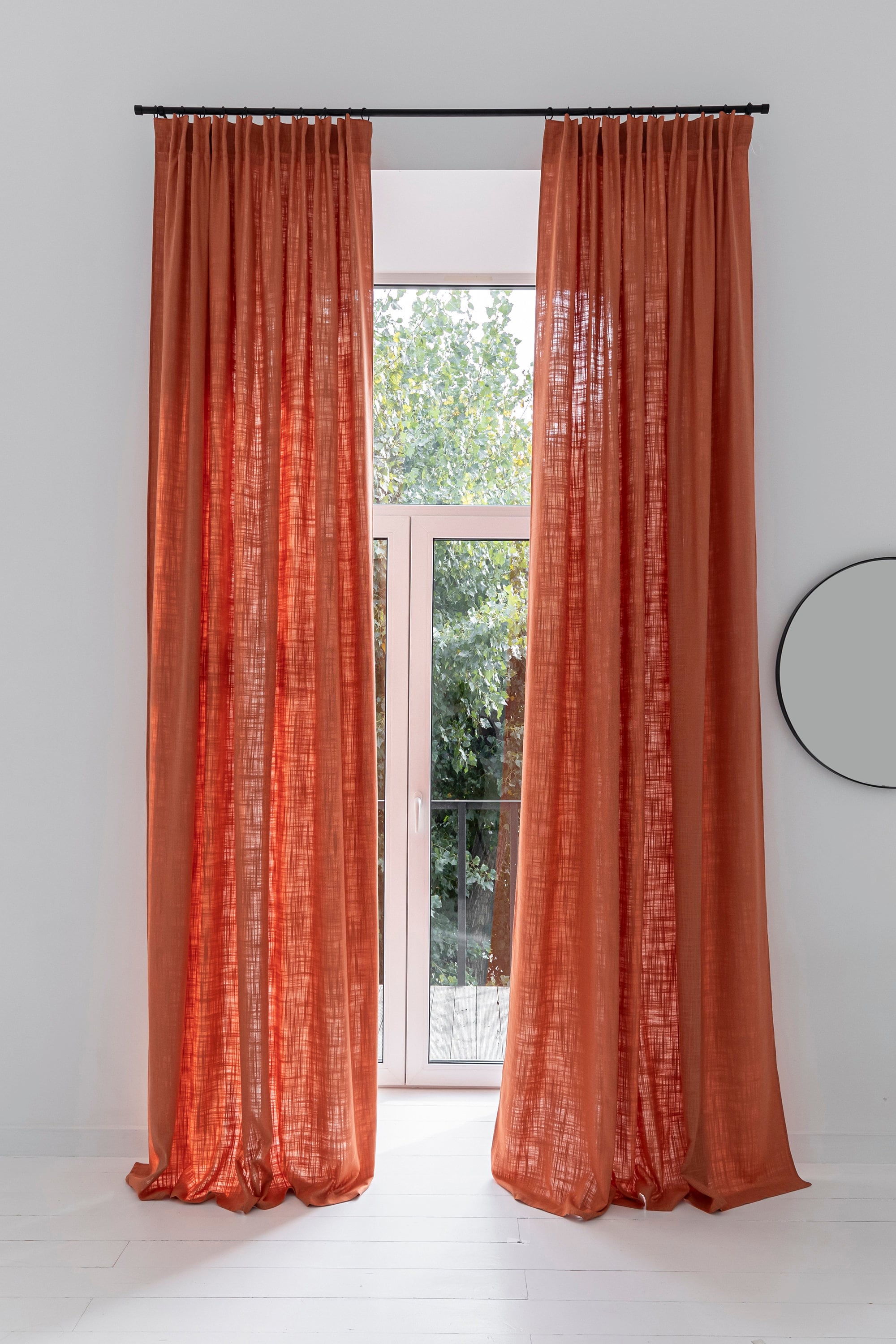 2 Panel Rust Red Burlap Curtains Living Room Farmhouse / - Etsy