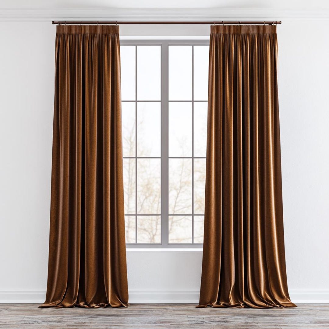 Сhocolate Velvet Curtains Living Room / Custom Curtains Bedroom / Dark ...