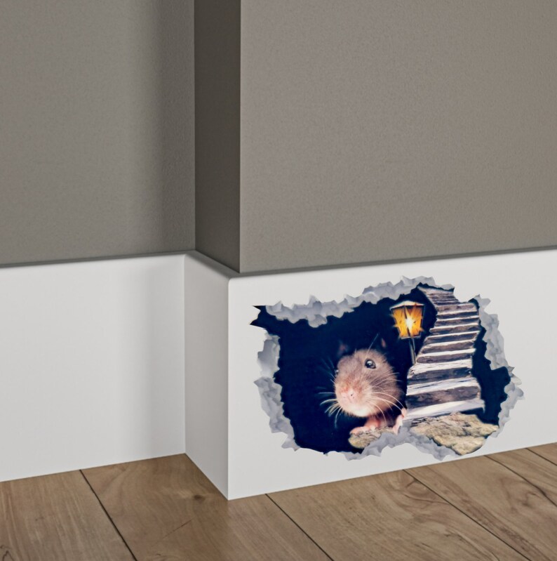 3 Cute Realistic Mouse Hole Wall Baseboard Handmade Stickers Decals - Etsy