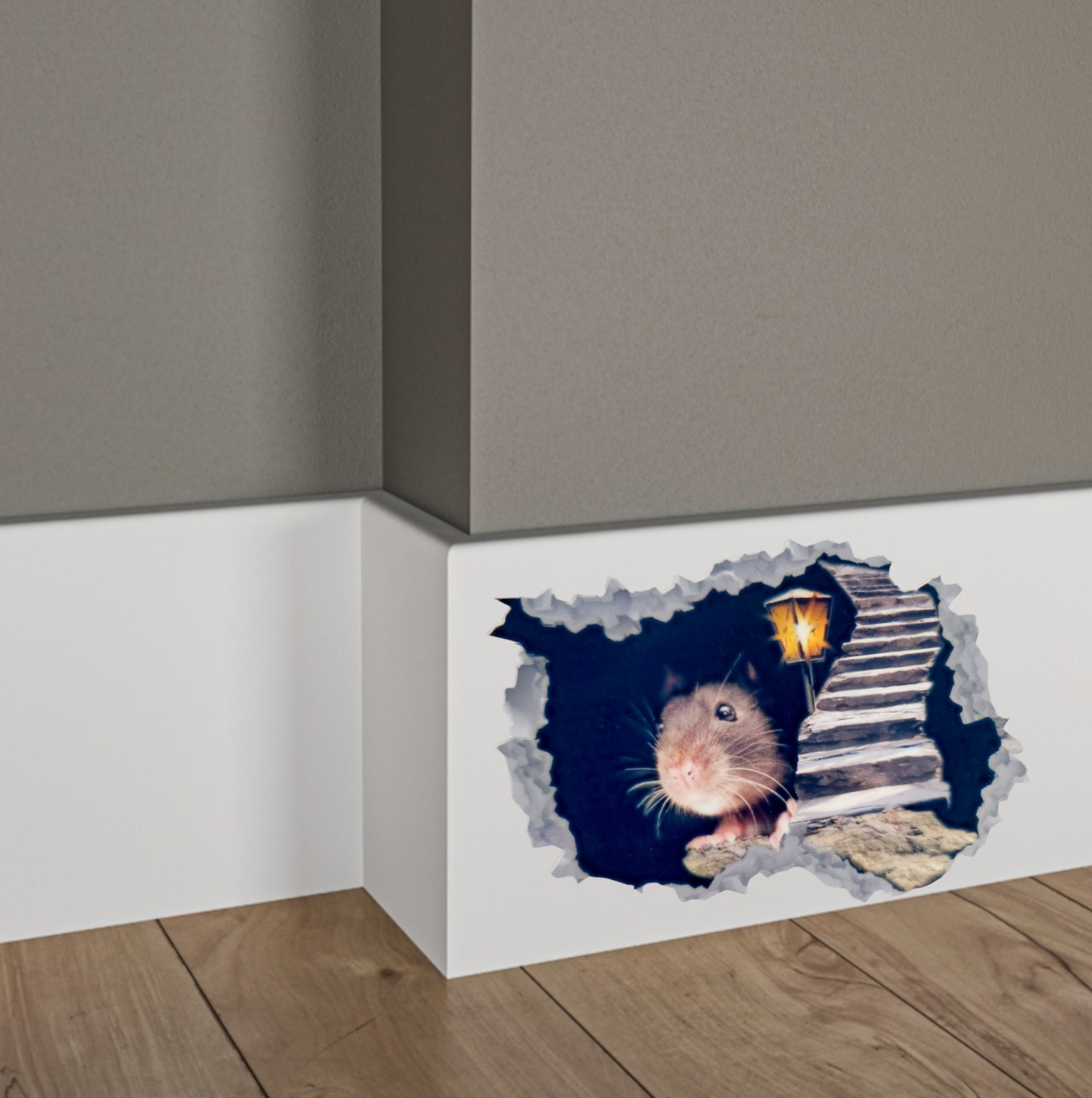 3 Cute Realistic Mouse Hole Wall Baseboard Handmade Stickers Decals - Etsy