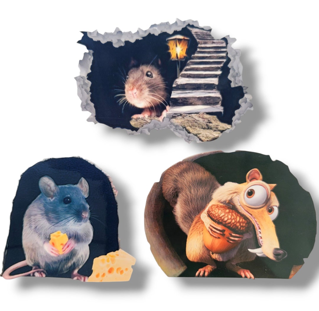 3 Cute Realistic Mouse Hole Wall Baseboard Handmade Stickers Decals - Etsy