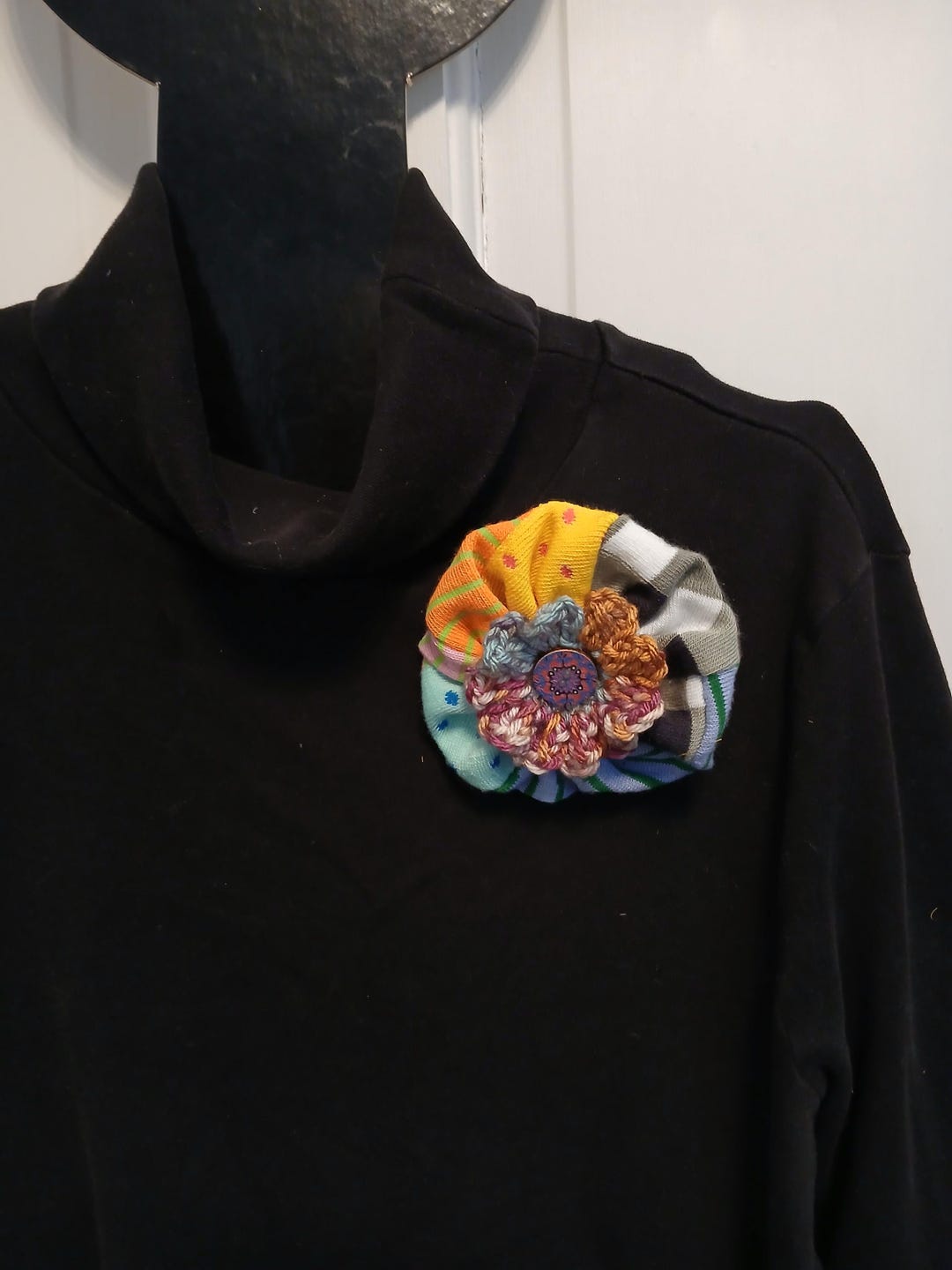 Wild Flower Sock Blossom Brooch, Pin, Handmade, One of a Kind, Sock ...