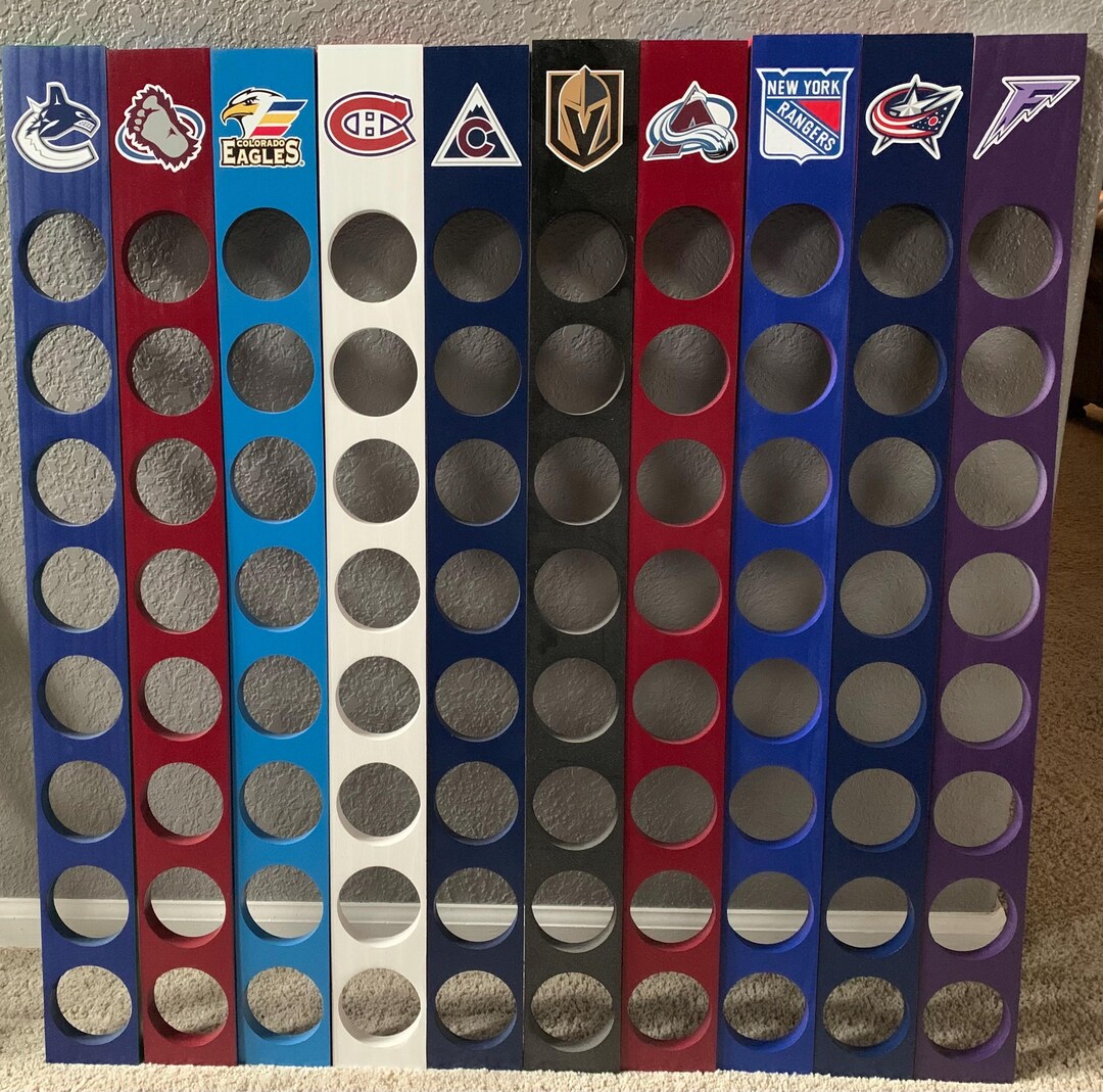 8 Hockey Puck (pick YOUR Team/colors) VERTICAL Wall Hanging Display - Etsy